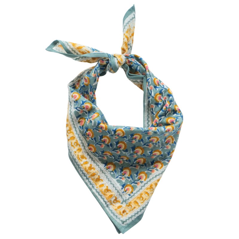 Foulard indien en coton imprimé façon blockprint