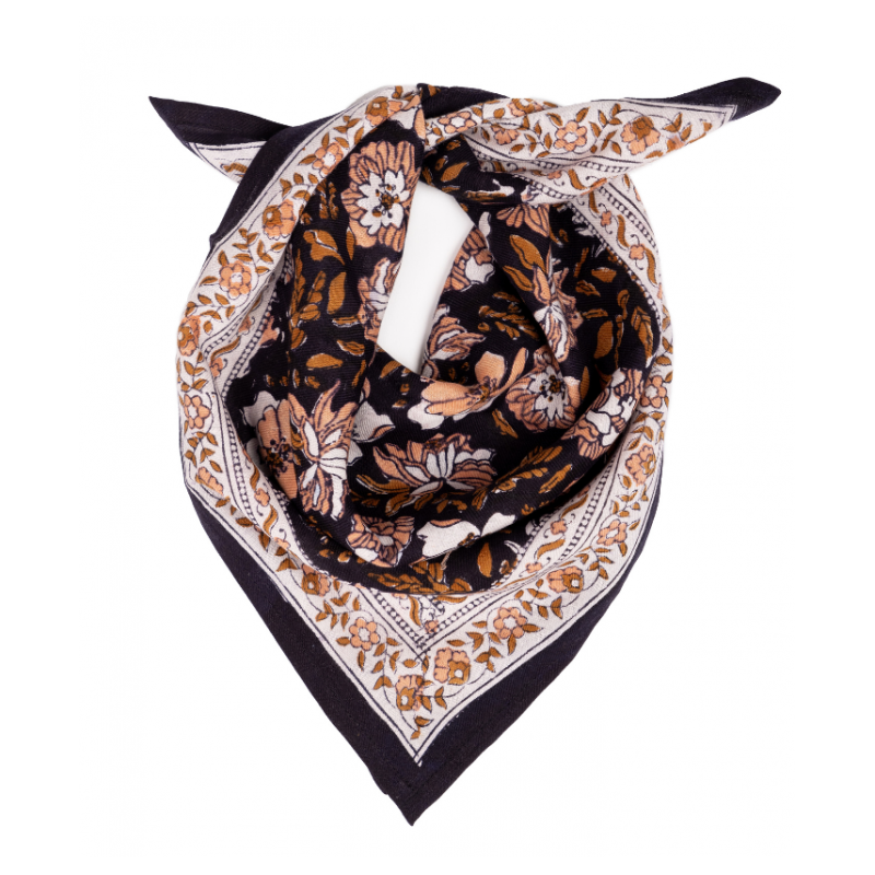 Foulard indien en coton imprimé façon blockprint